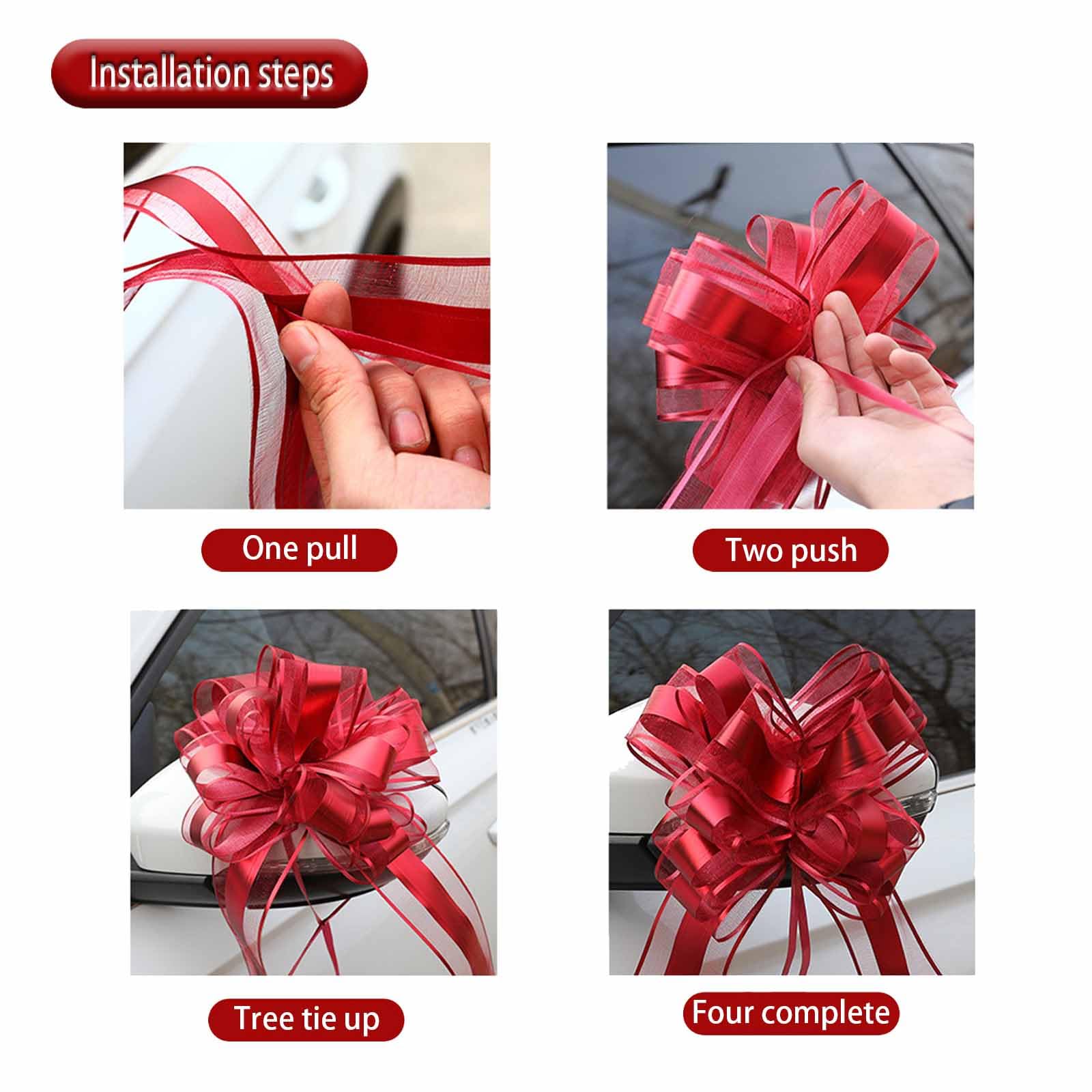 GAKA 10 Pieces Red Pull Bow, Large Pull Bows for Wrapping Gift or Flower Baskets Decorations, Christmas Valentine's Day Various Party Gift Flower Decorations