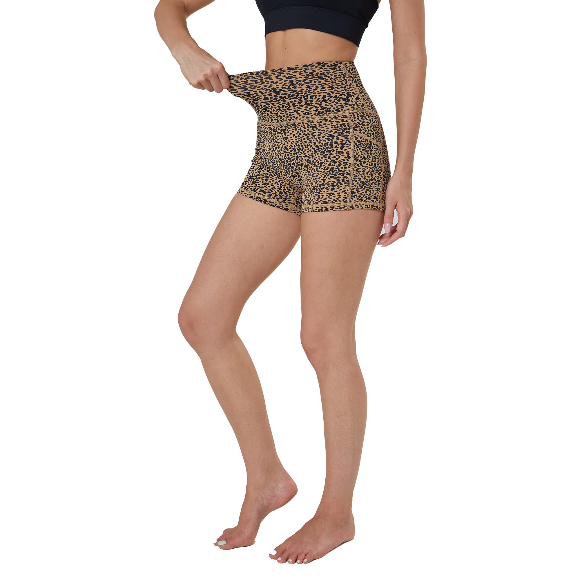 JNVNI Women's 8" / 3" High Waist Yoga Shorts with Pockets Workout Running Compression Athletic Tummy Control Short
