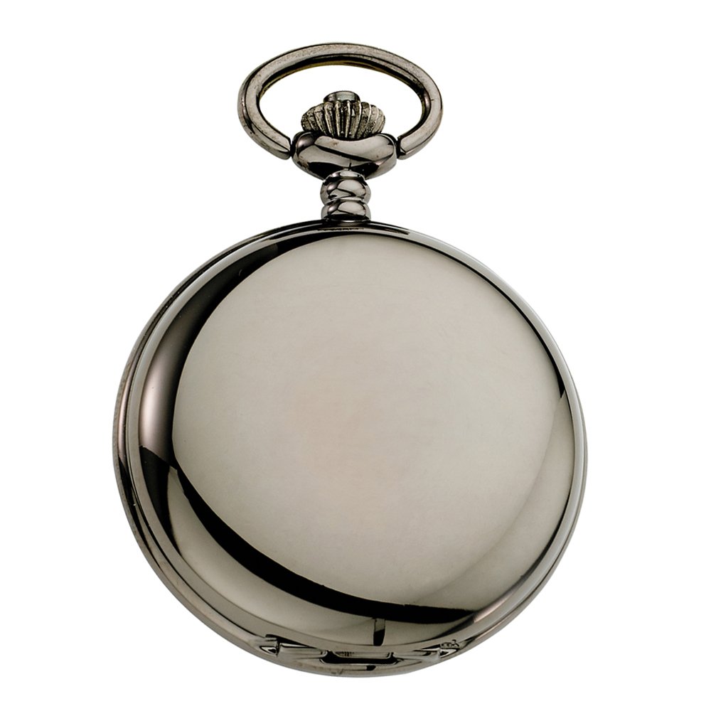 Gotham Men's Gunmetal Railroad Polished Finish Covered Quartz Pocket Watch # GWC15044BBK