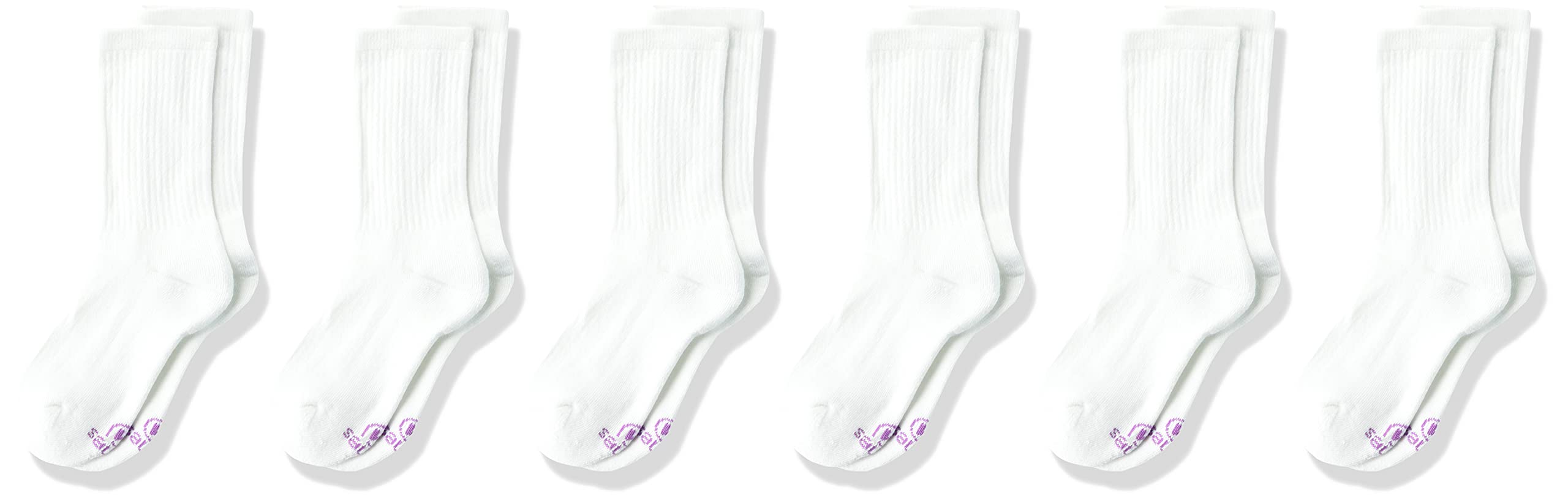 Hanes Ultimate girls 6-pair Pack Crew fashion liner socks, White, Medium US