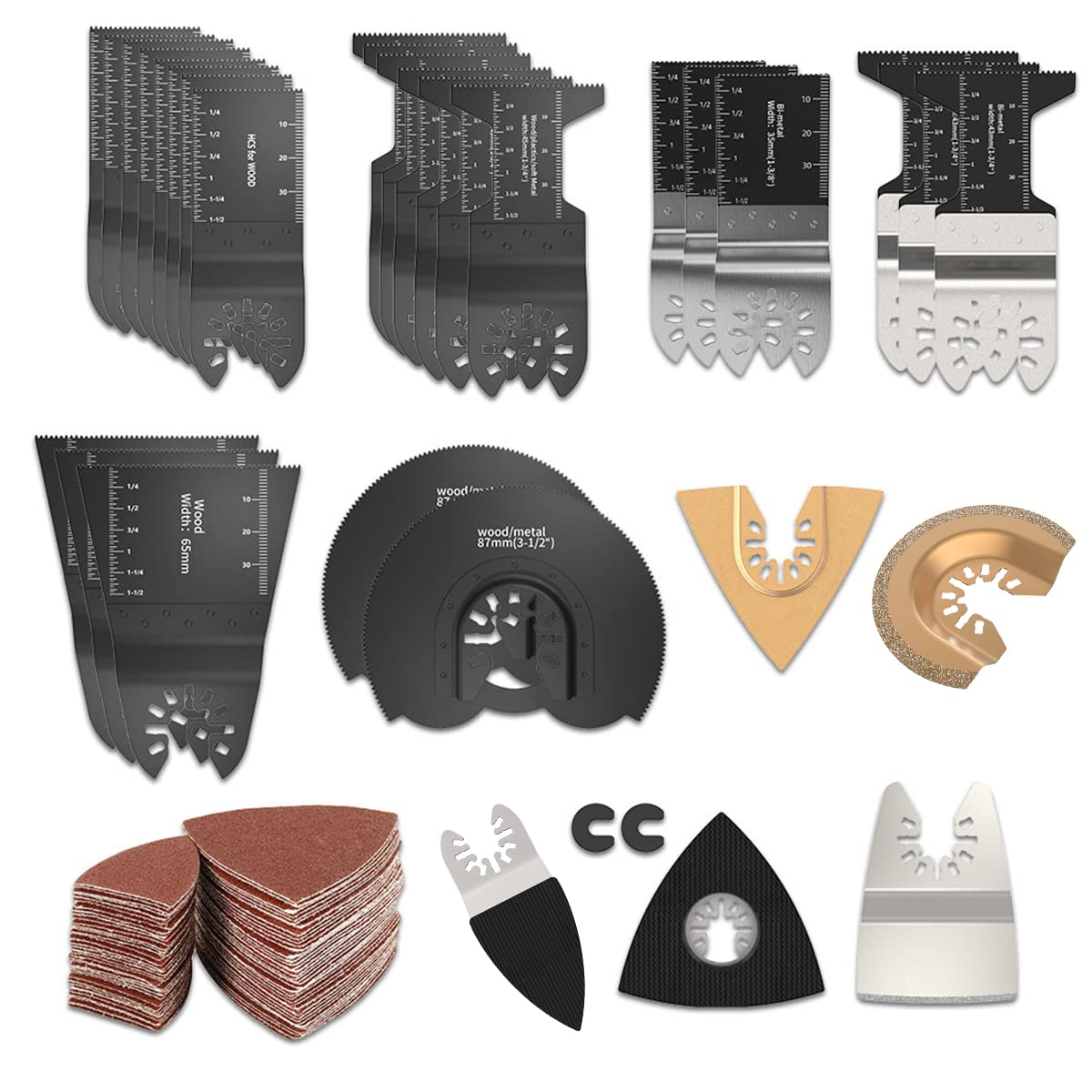 HOTBEST 108 Pcs Wood/Metal Oscillating Multi Tool Saw Blades Accessories Kit Quick Release Multitool Kits Fits for Fein, Black&Decker Chicago Ryobi Milwaukee Craftsman