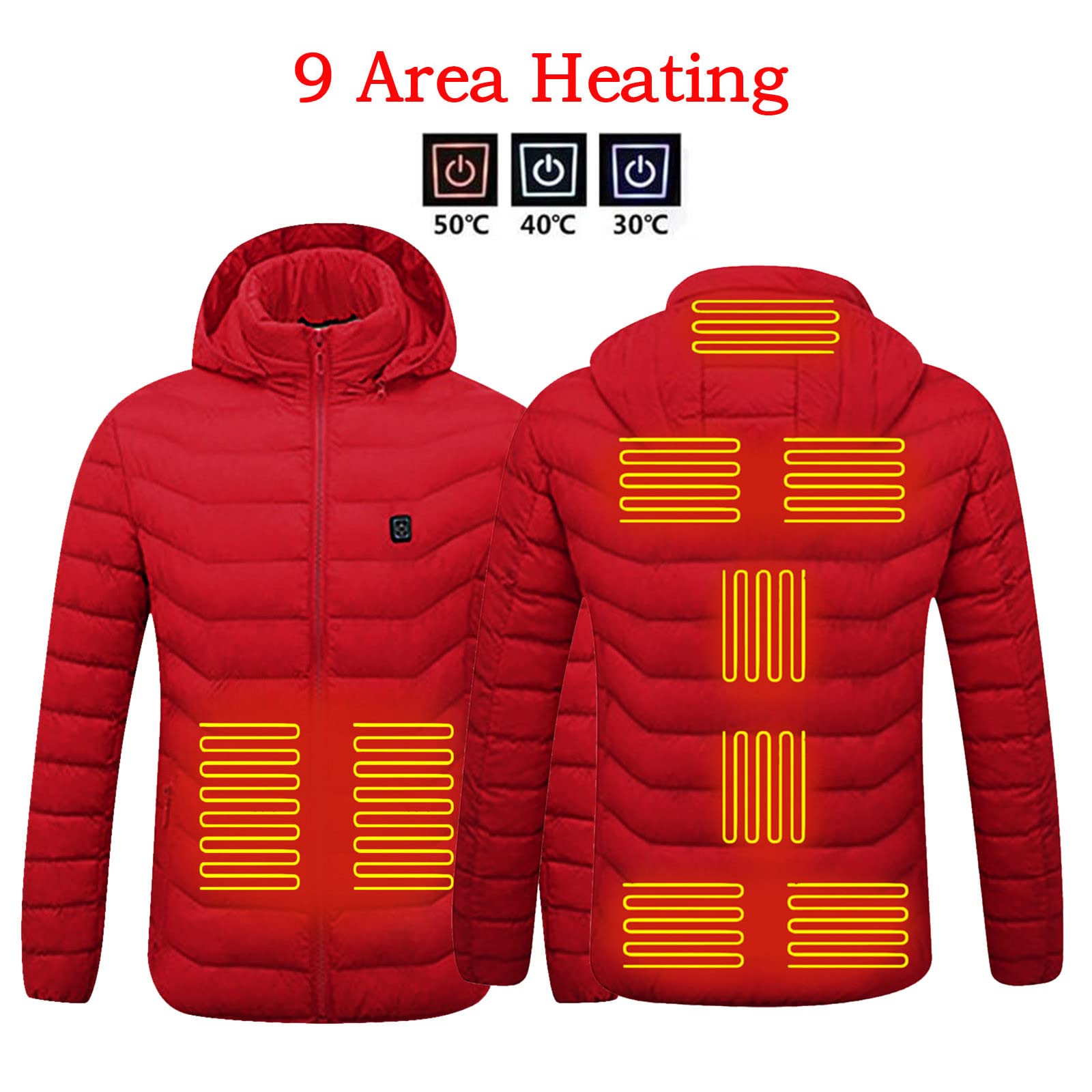 GobdXE Outdoor Fishing Skiing Clothing Via Coat Heated Heated For Riding Women's Coat Spotlight Jacket (Red, L)