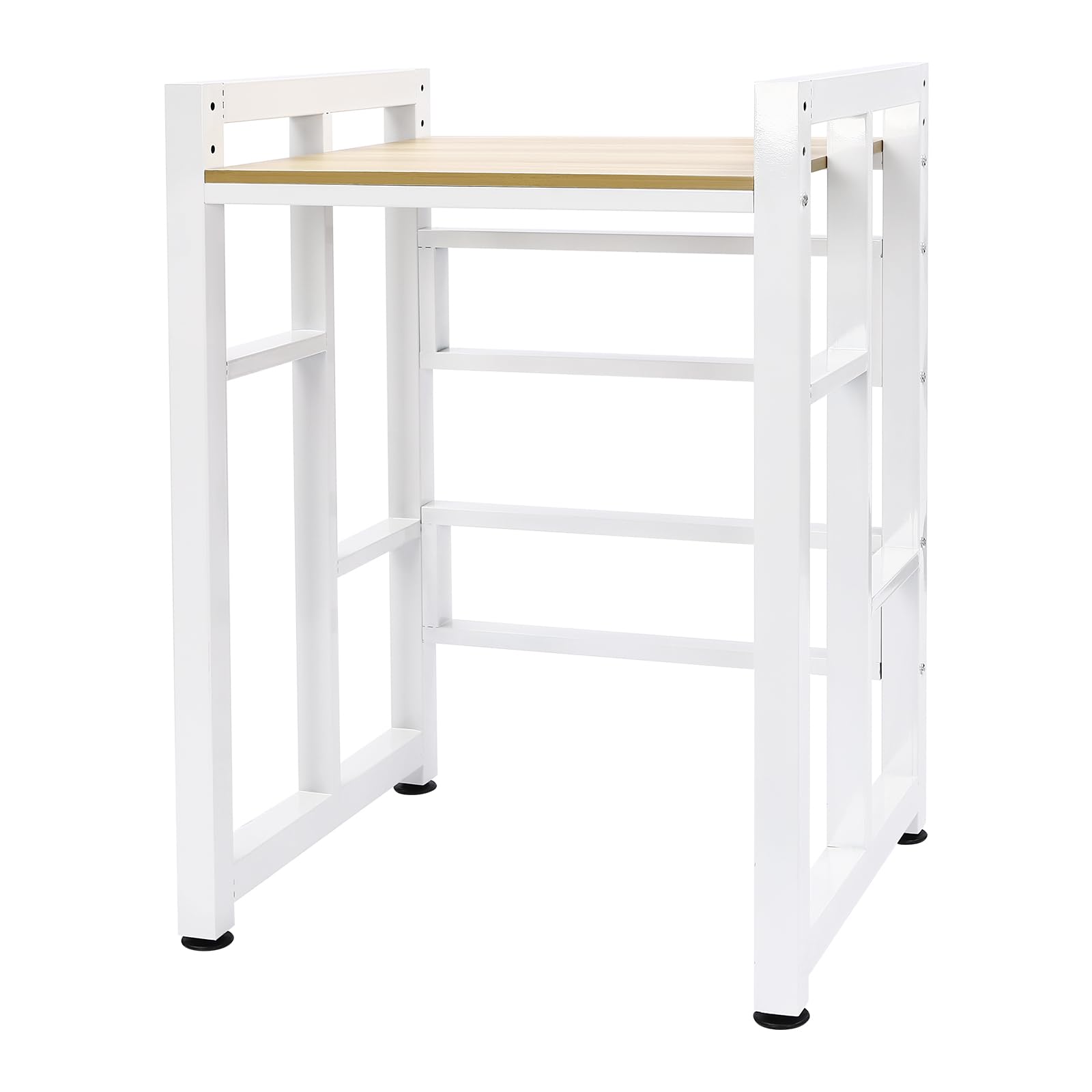 Xuthusman Washer Dryer Stacking Rack Stand, Heavy Duty Over Washer and Dryer Storage Shelves with Adjustable Shelf, Space Saver Storage Shelf for Laundry Room Apartments Bathroom (White+Light Walnut)