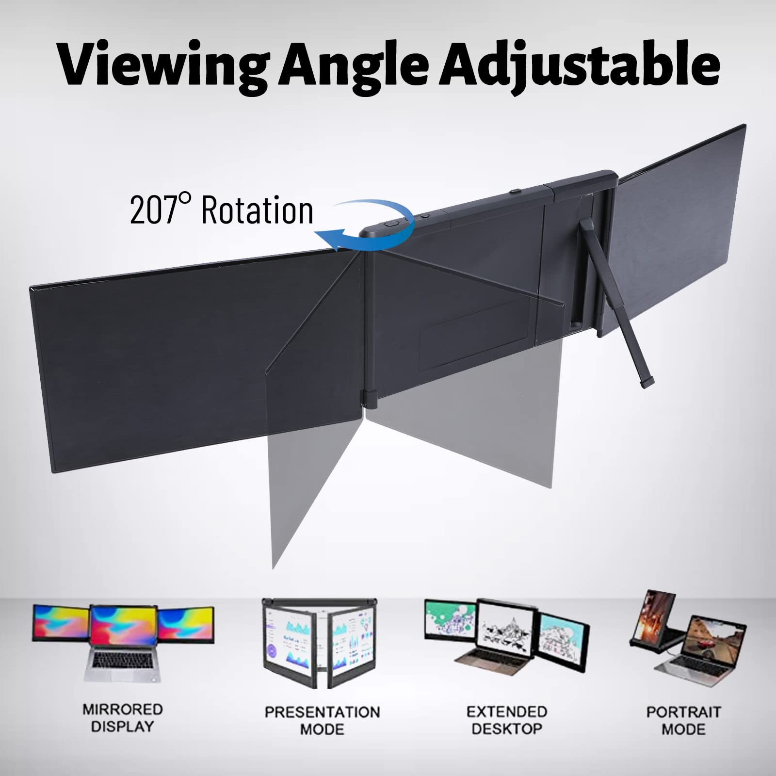 Gretutu Triple Portable Monitor for Laptop - P2 Pro 13.3'' Full 1920x1080p HD IPS Dual Extender Screen for 13.3''~17'' MAC/Windows/Linux Laptop with USB-C & USB-A