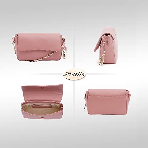 Hidelle Womens Leather Crossbody Shoulder Bag With Adjustable Straps | Purse Handbags For girls- Pink