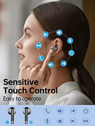 Wireless Earbud Bluetooth 5.3 Headphones with Clear Sound, 40H Playtime, Sport Earbud Touch Control with LED Digital Display, IP7 Waterproof Bluetooth Earphones Built-in Mic for Android iOS Workout
