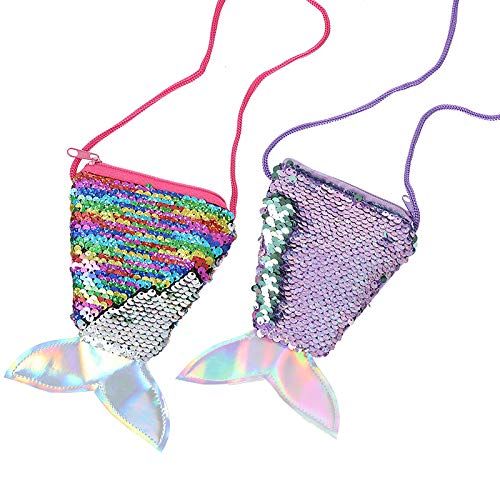Starte Small Mini Coin Purse Messenger Bag Crossbody Satchel for Kids Girls,Mermaid Sequin Bling Bag for Girls Backpack,Blue