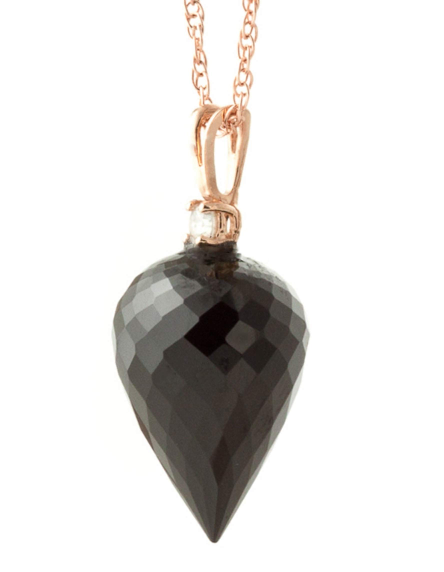 Galaxy Gold GG 14k 18" Rose Gold Necklace with Diamond and Briolette Black Spinel
