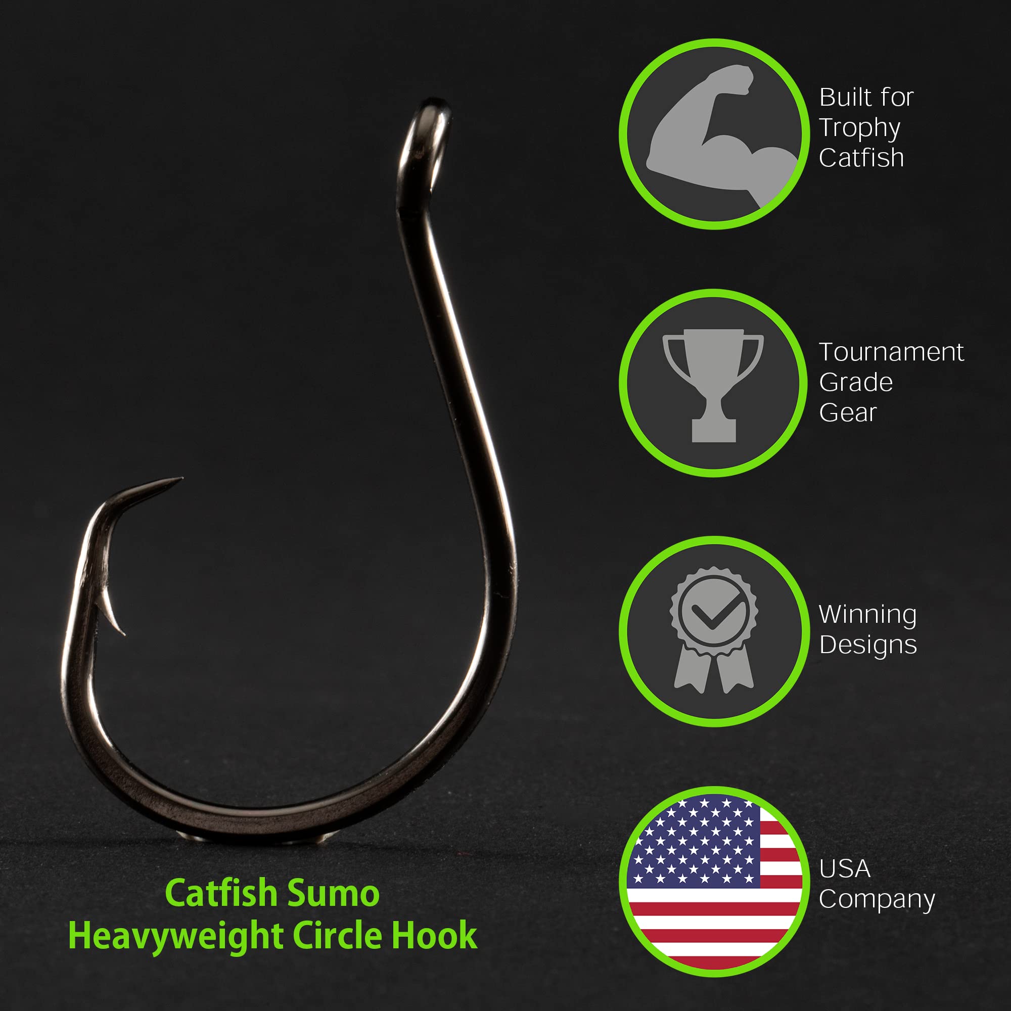 Heavyweight Catfish Hooks - Offset Octopus Circle Hooks - 25 Pack (6/0)