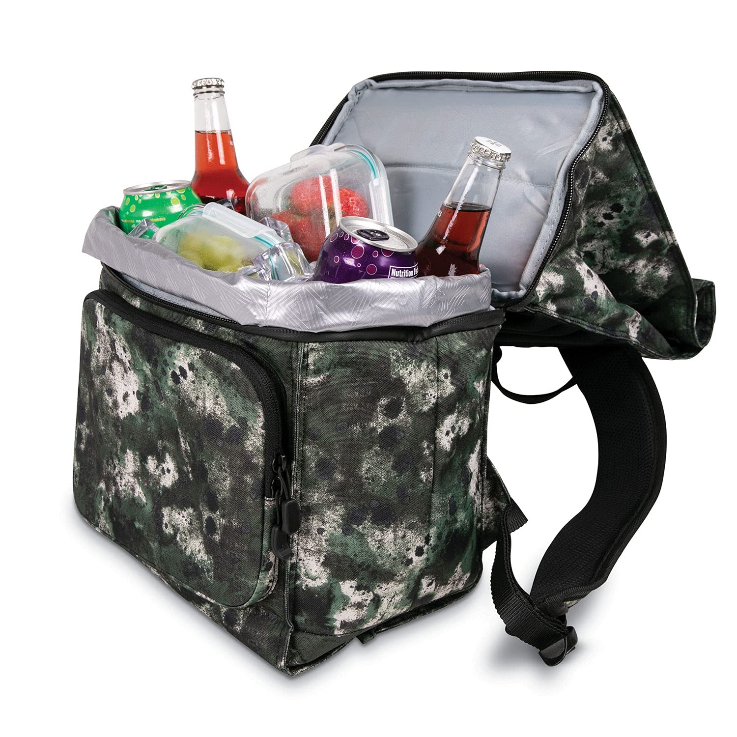 High Sierra Beach N Chill Cooler Backpack with Bottom Cooler Compartment and Liner for Hiking, Running, Climbing, or Cycling, Urban Camo