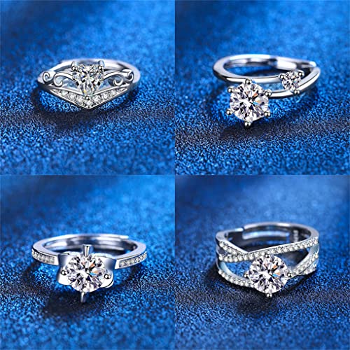 Hodea 9Pcs Gorgeous Round Cut Solitaire Rings Diamond Ring Bride Ring Engagement Wedding Ring Pretty Stacking Ring Knuckle Rings AAAAA Cubic Zirconia Rings Princess Cut Jewelry for Her Anniversary