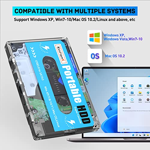 Kinhank 500G Portable External Game Hard Drive Disk, Built-in 111000+ Games, Batocera 33 Game System, for Laptop/PC/Windows, 2 Gamepads (2 Gamepads)