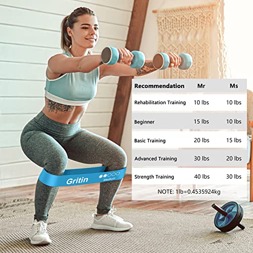 Gritin Resistance Bands,Exercise Bands Loop Bands with Instruction Guide and Carry Bag - Pack of 5 Different Resistance Levels Elastic Bands for Working Out, Exercise,Gym,Training,Yoga