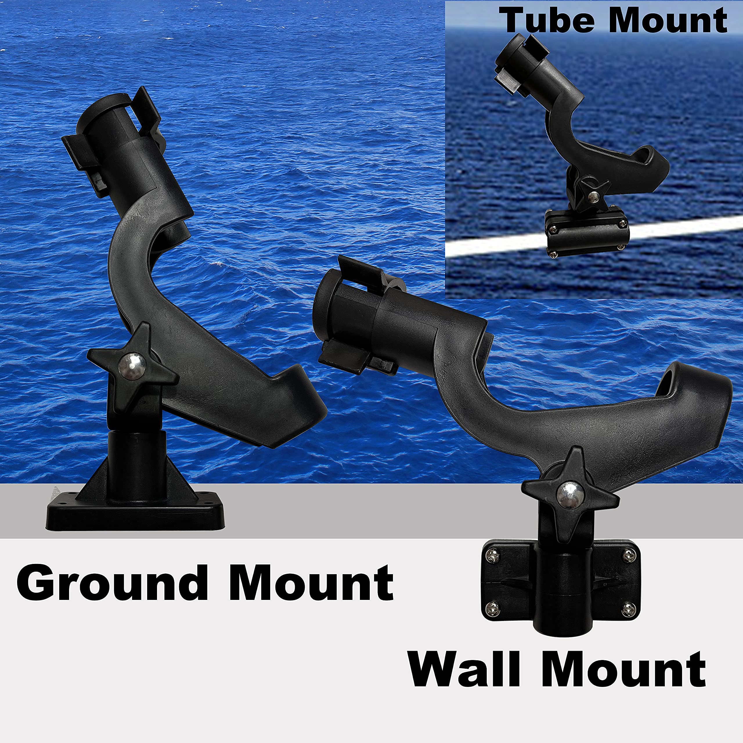 HiUmi Adjustable Rotatable Plastic Fishing Rod 3 Mount Rack Holder Bracket Boat Canoeing Rowing Mount Kit Kayak Side Rod Holder (1)