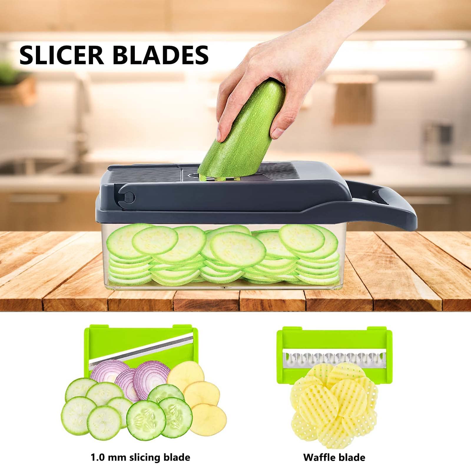 HIUSITY Vegetable Chopper 17Pcs Multifunctional Food Chopper,Pro Onion Chopper Vegetable Cutter Dicer,Veggie Chopper with Container,Mandoline Slicer for Kitchen Gadgets for Salad Potato Carrot