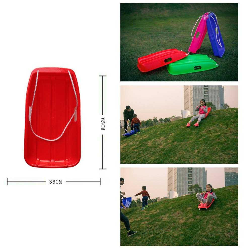 GREENWISH Downhill Sprinter with 2 Handles Pull Ropes - Heavy Duty Toboggan Snow Sled - Portable Plastic Unisex Pull Sled Sand Grass Skiing Fun Snowboard for Kids and Adult
