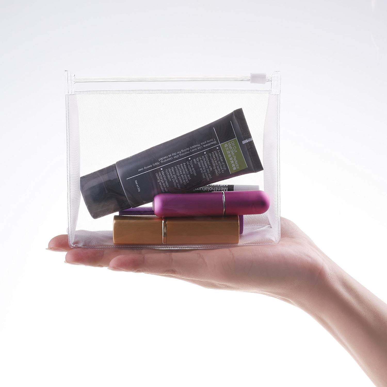 JIAKAI 12pcs Mini Small PVC Transparent Plastic Cosmetic Organizer Bag Pouch With Zipper Closure for Vacation Travel, Bathroom and Organizing Makeup Bag