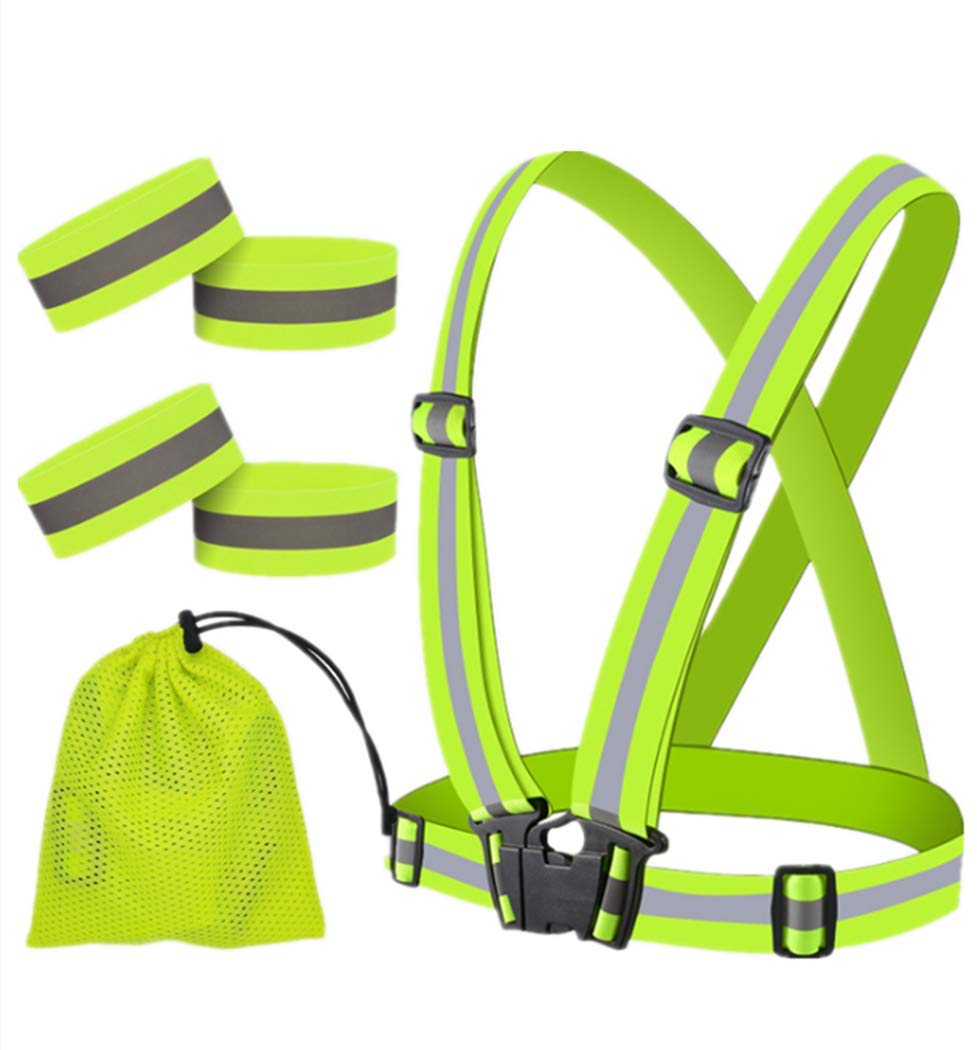 INFITONER MSKBBSET Reflective Vest Running Gear,High Visibility Adjustable Safety VES for Night Cycling,Hiking, Jogging,Dog Walking