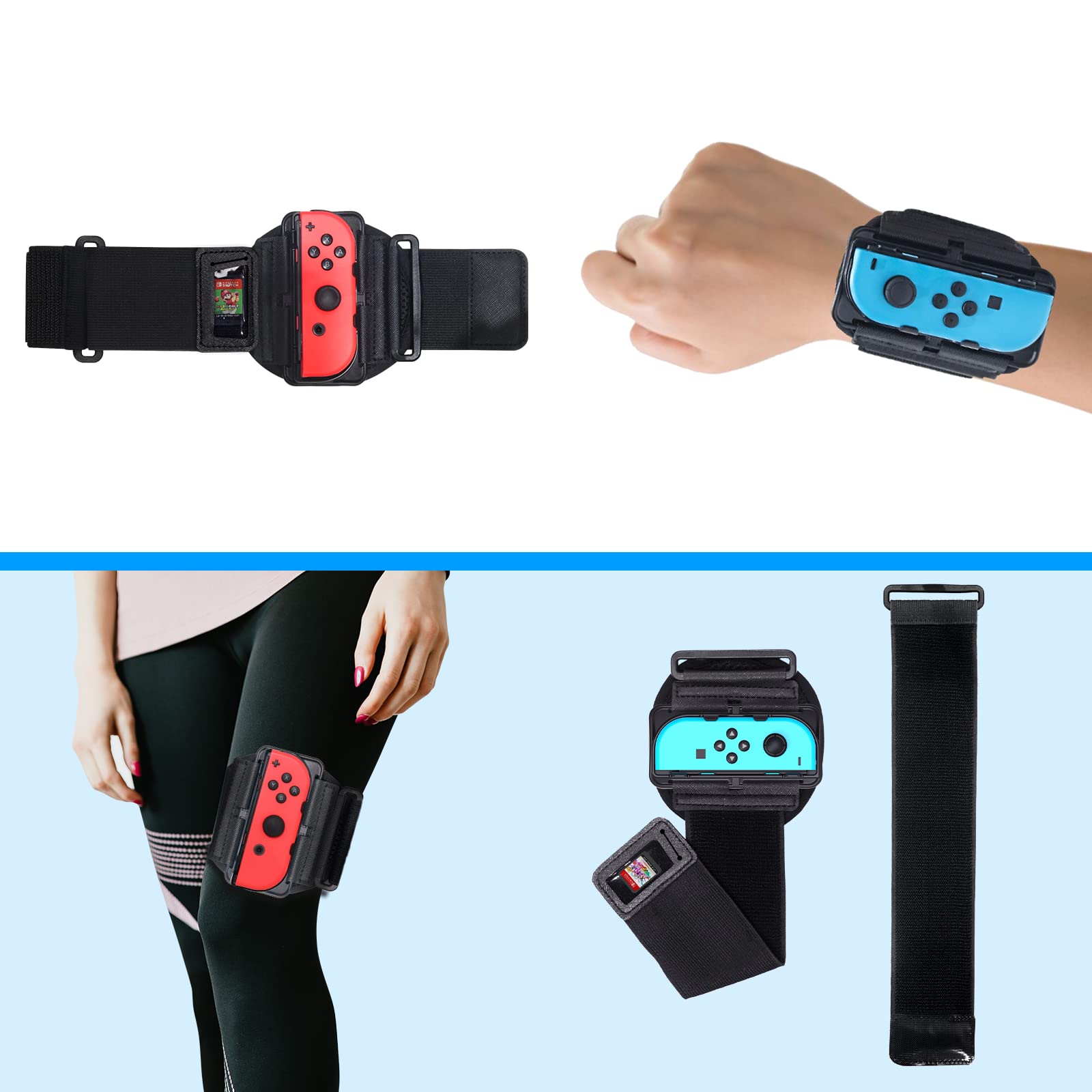 JOYTORN [2 Pack] New Upgrade Just Dance 2022 Wristband and Switch Sports Leg Strap, 2 in 1 Joypad Straps Compatible with Switch/Switch Oled