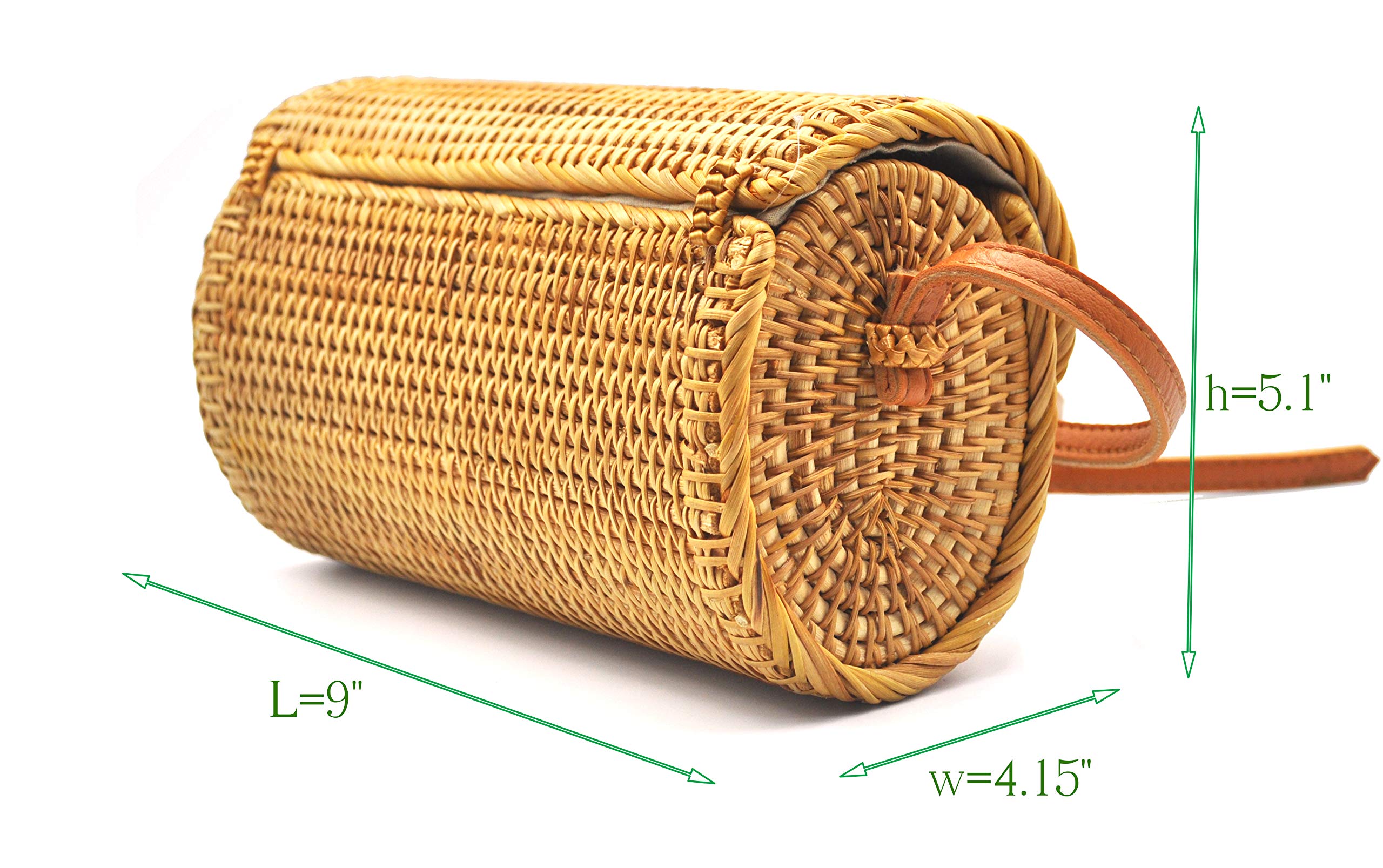 HAANCRAFTS HAAN Women Handwoven Wicker Rattan Oval Crossbody Bag Purse Wallet Medium, Brown