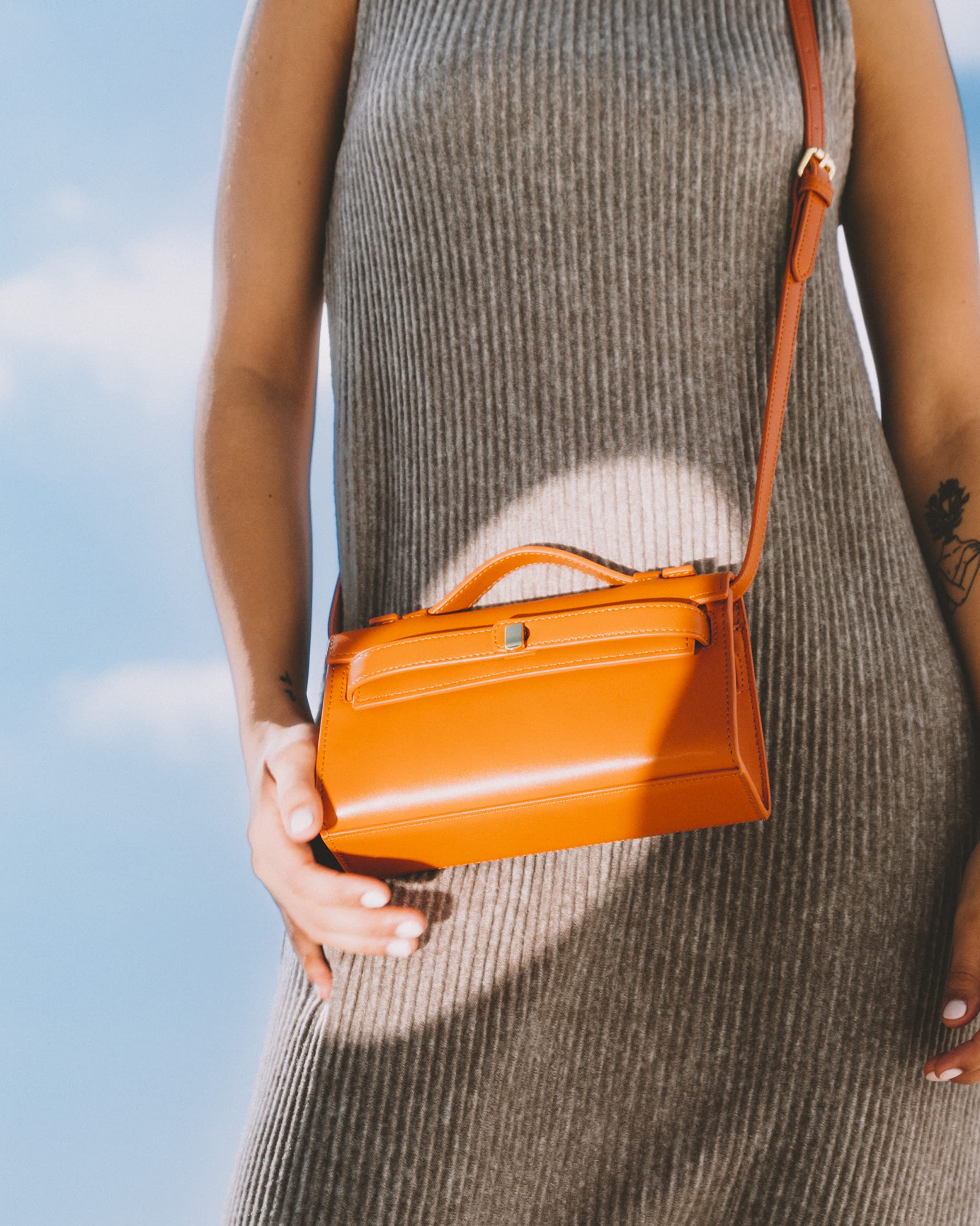 Levantine Women's KENDA Mini Flap Crossbody, Handbag, Top handle, mother's day gift (Caramel)