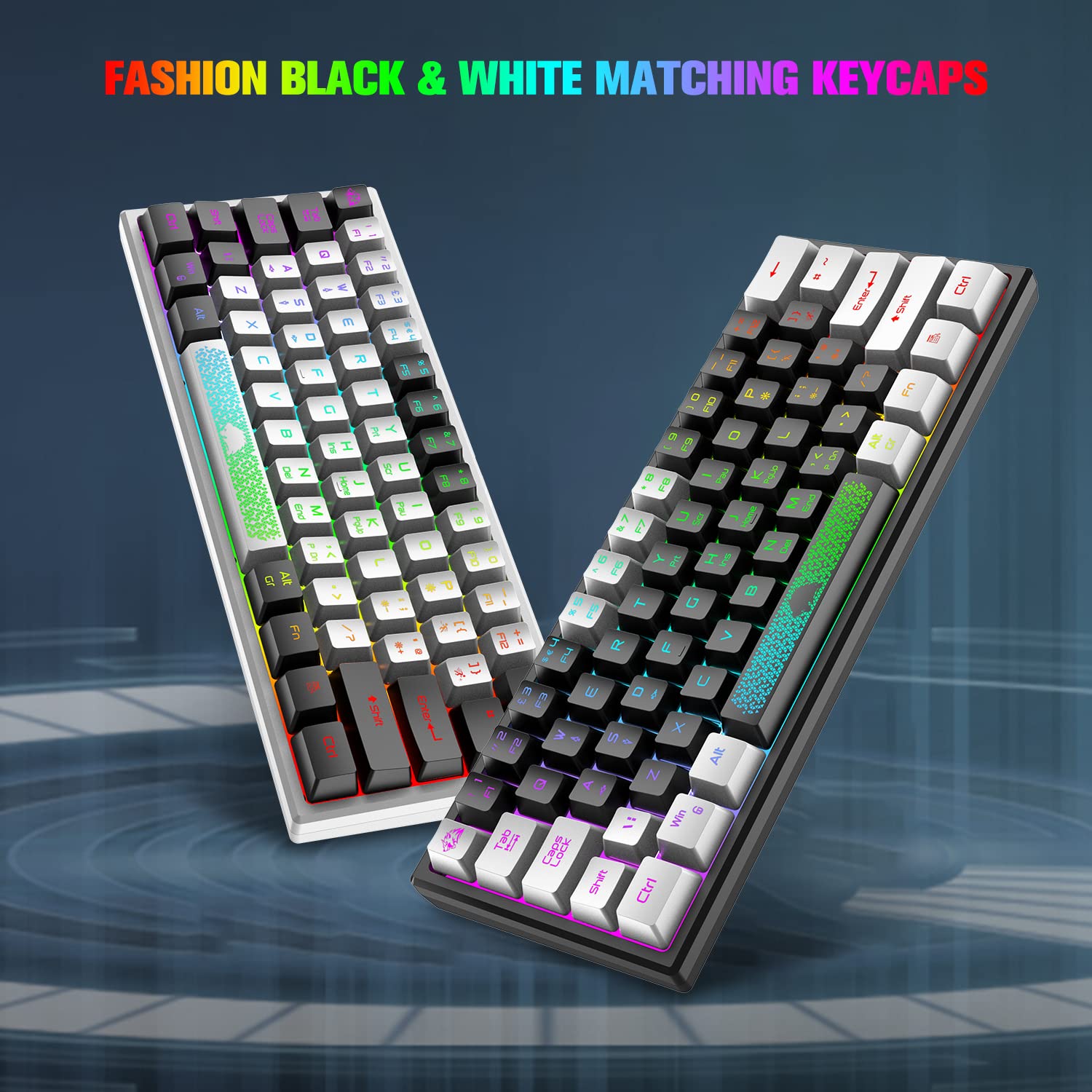 LexonElec K61 60% Percent Keyboard and Mouse Combo,RGB Backlit Gaming Keyboard Mechanical Feel,Honeycomb Ergonomic Mouse 12000 DPI,Gaming Mouse Pad for Laptop PC Gamers(Black)
