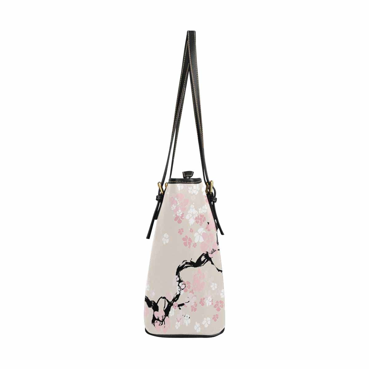 InterestPrint Cherry Blossom PU Leather Tote Women Shoulder Handbag