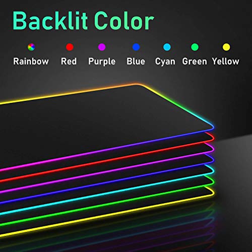 Hcman RGB Large Gaming Mouse Pad, XXL Mousepad 800×300×4mm, PC Gaming Accessories Mouse Mat for Desk, Keyboard Pad for Computer Gamer - Black