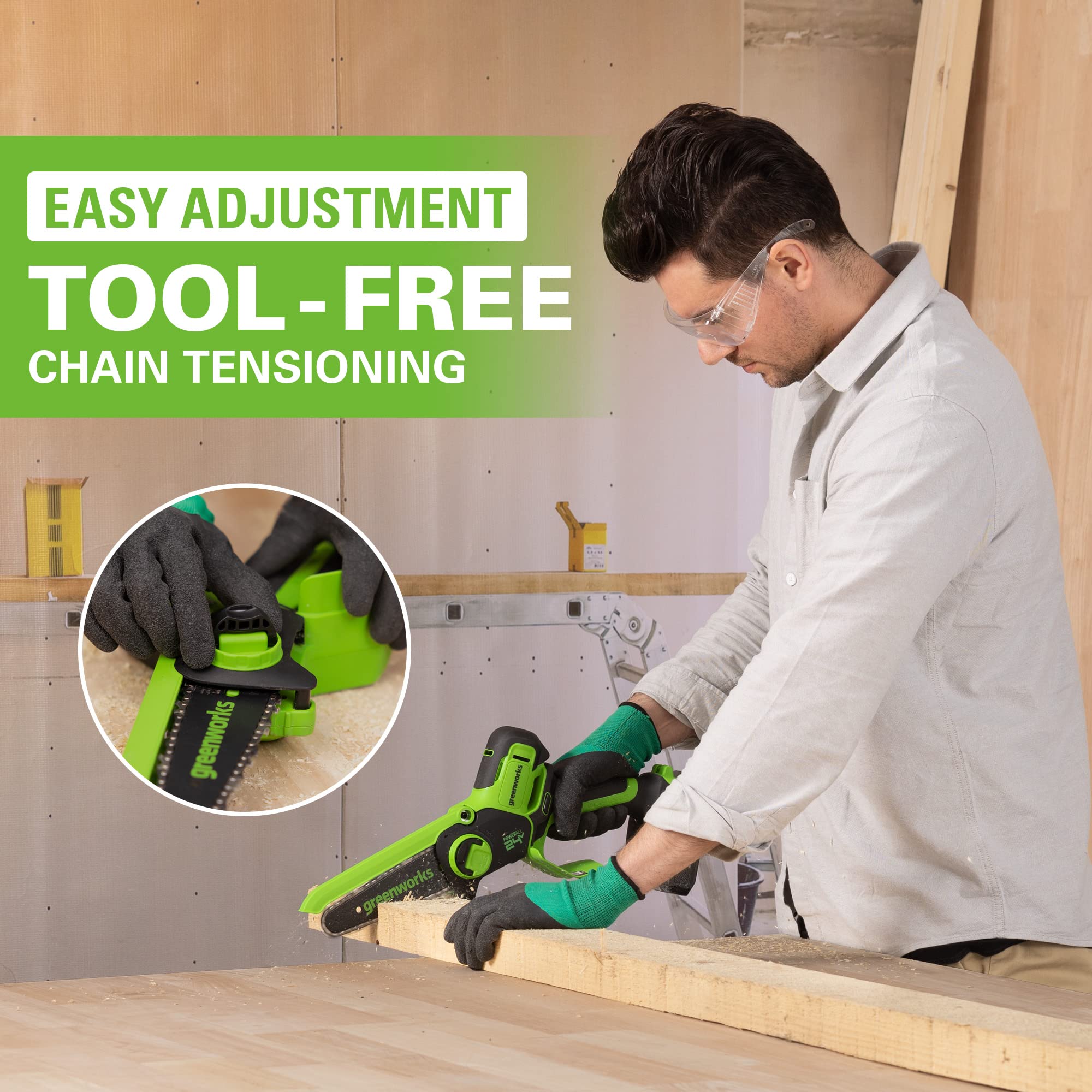 Greenworks 24V 6" TruBrushless⢠Pruning Saw/Mini Chainsaw & 24V 4.0Ah Lithium-Ion Battery (Genuine Battery)