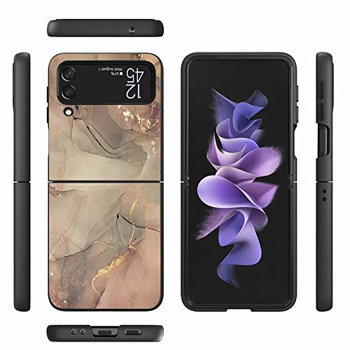 Granite Marble Phone Case for Samsung Galaxy Z Flip 3 Z Flip 3 5G Flip3 Flip4 Black Hard PC Cover,Z5,for Z Flip 3 5G