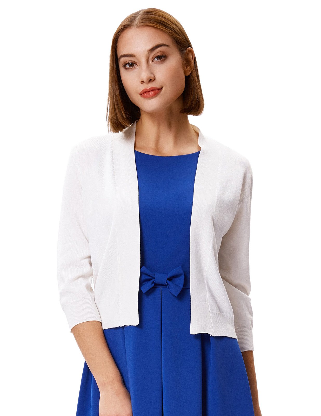 GRACE KARIN Office Cropped Knitting Jacket for Dress (XXL,Black&Ivory,2 Pack)
