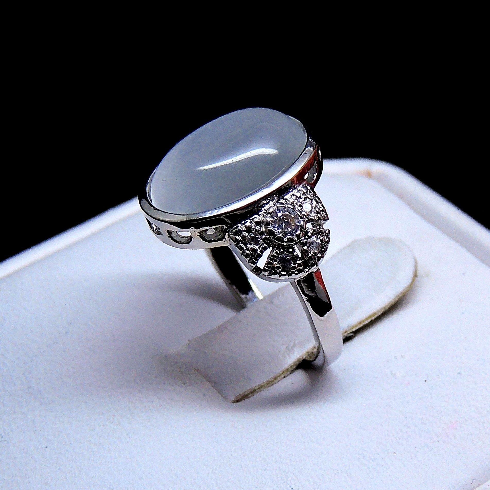 Ginger Lyne Collection Cory Oval Shape Simulated Fire Opal with Clear Accents Ring Size 9