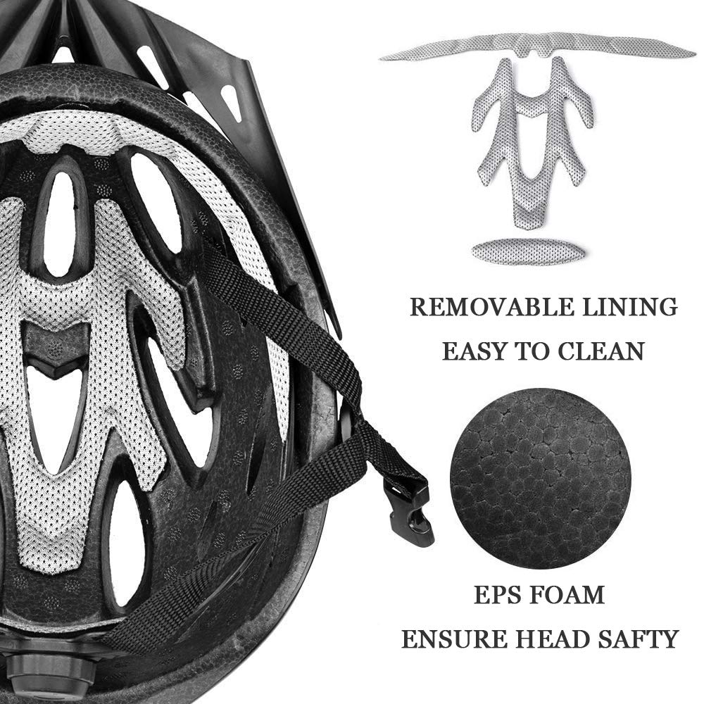 HADLIN Bike Helmets Adult Adjustable Mountain Road Bicycle Helmet for Mens Womens (Black)