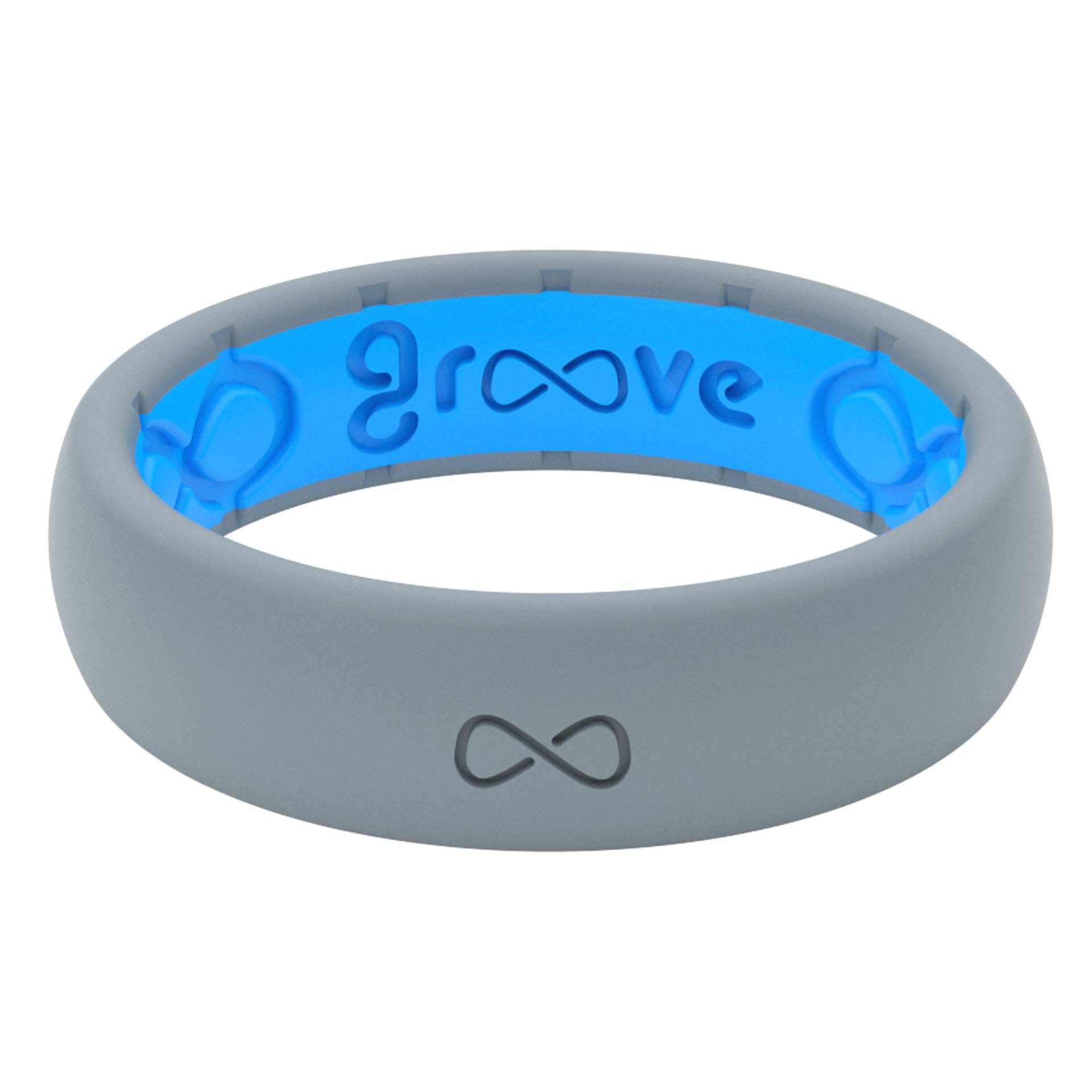 Groove Life - Silicone Ring For Men and Women Wedding or Engagement Rubber Band with Lifetime Coverage, Breathable Grooves, Comfort Fit, and Durability - Thin Solid Storm Grey Size 5