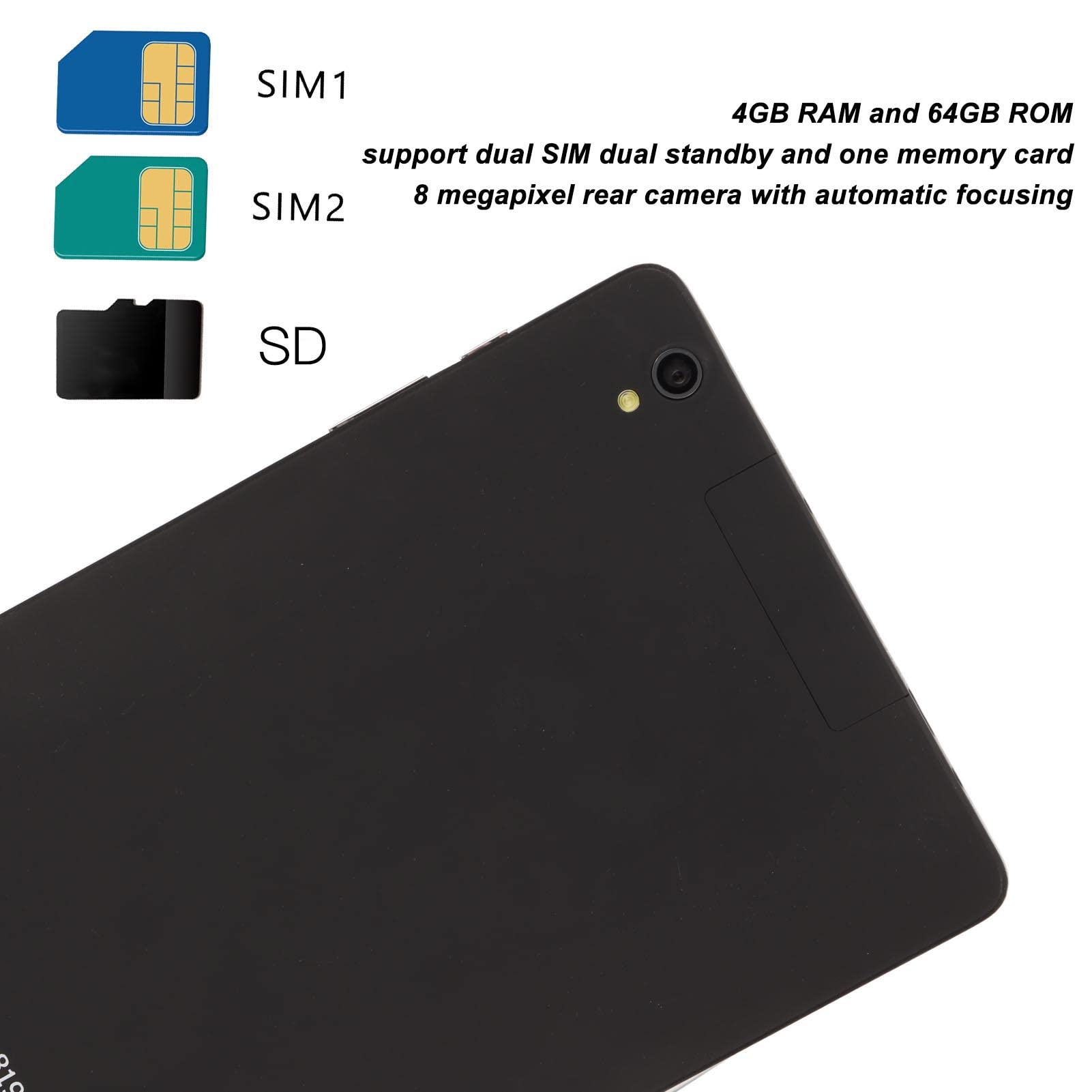 Honio 8 Inch Tablet, 100β240V 1920x1200 8 Inch 4G Calling Tablet 4GB RAM 64GB ROM for Work (EU Plug)