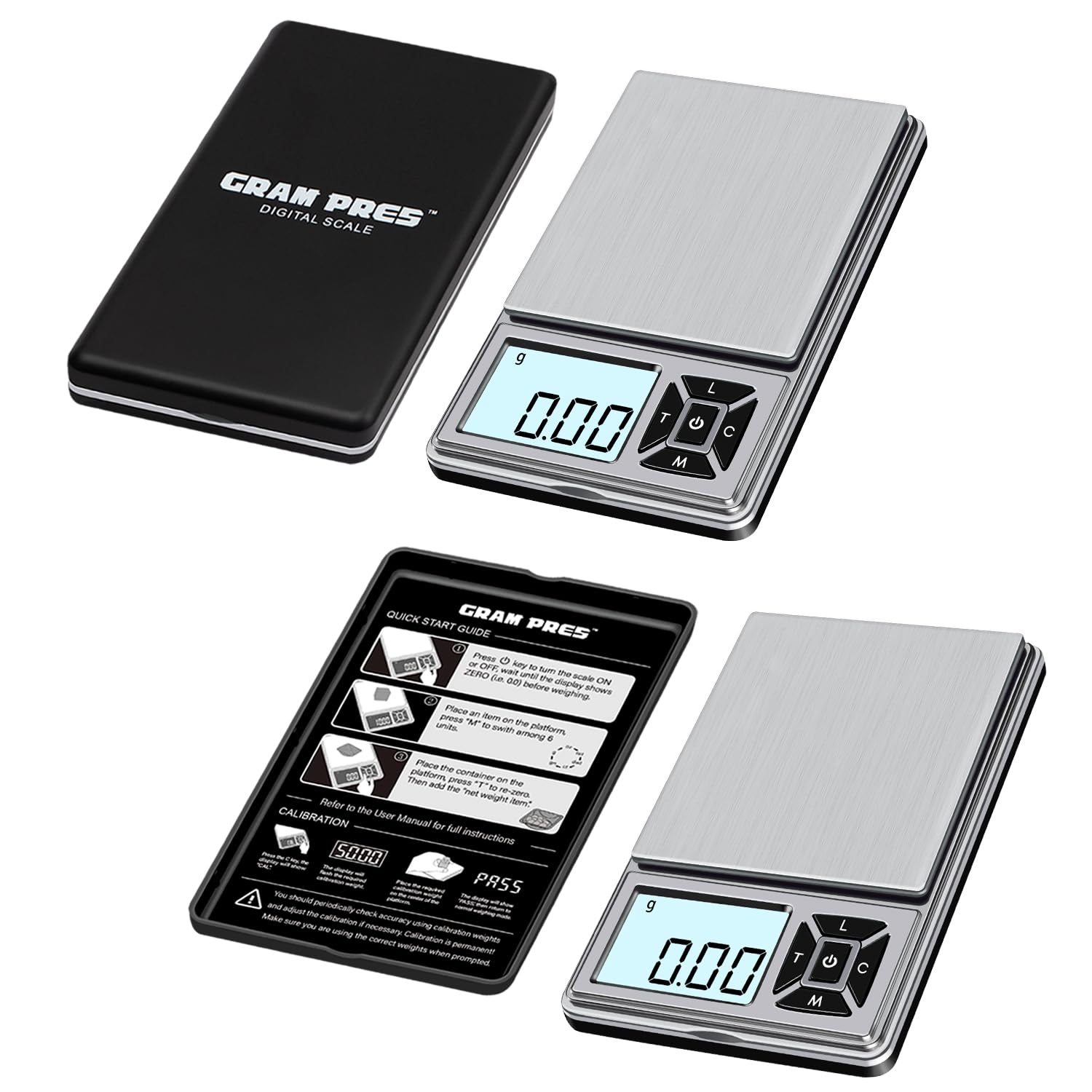 GRAM PRES Digital Pocket Gram Scale 300g x 0.01g Accuracy, Micro Mini High Precision Scale Digital Weight Grams and Oz for Jewelry, Diamond,Arrows, Powders, Herbs and Food,with 50g Cal Weights