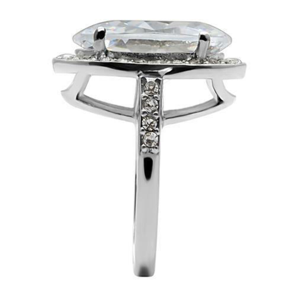 Large Oval Cut AAA CZ Stainless Steel Engagement Bold Ring Women's 8