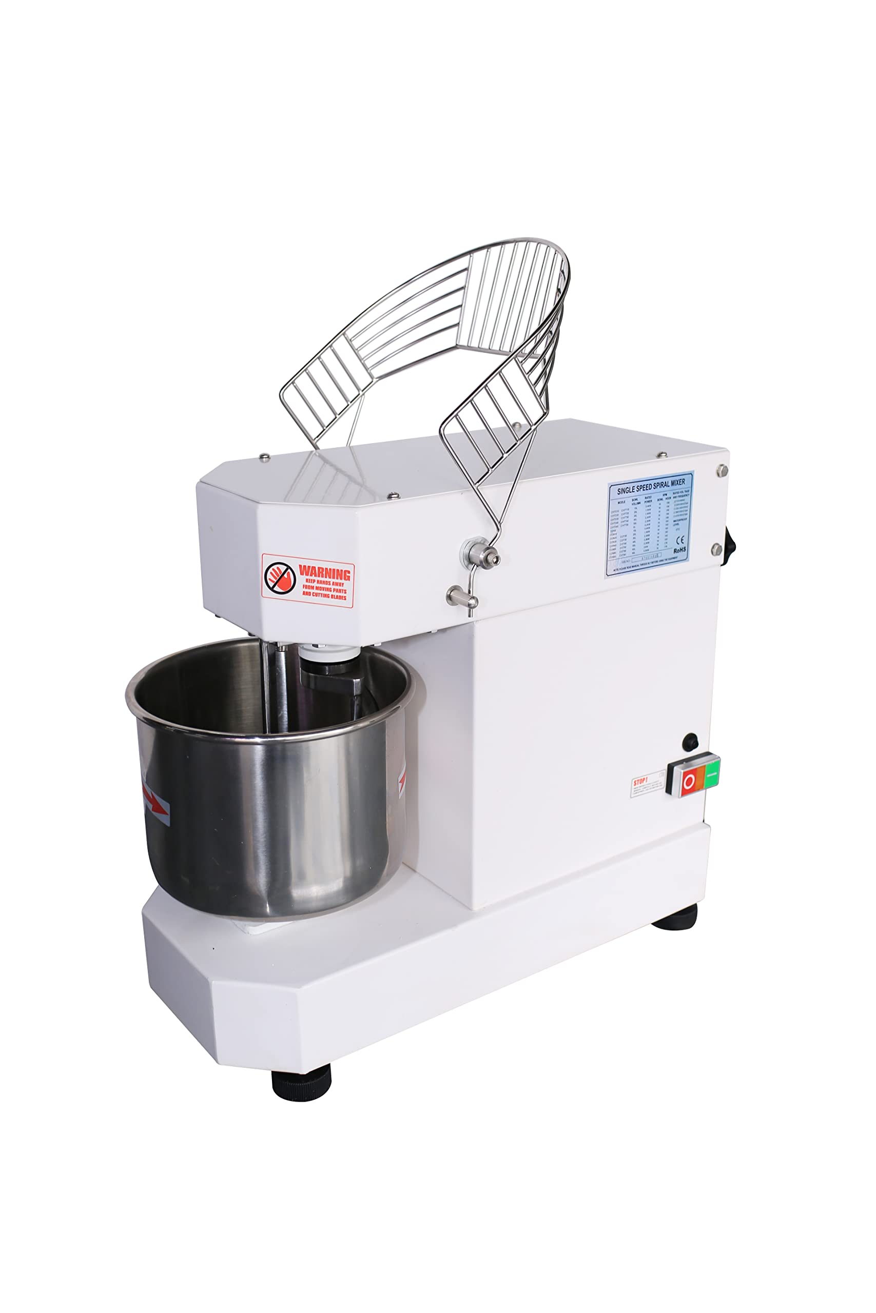 Hakka Commercial Dough Mixer, 5 Qt Spiral Mixer Food Mixer Machine Dual Rotating Dough Kneading Machine with Food-grade Stainless Steel Bowl, Security Shield & Timer