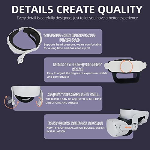 Hibloks Head Strap for Oculus Quest 2,Comefortable-Design Quest 2 Head Strap, Oculus Quest 2 Accessories Replacement for Elite Strap
