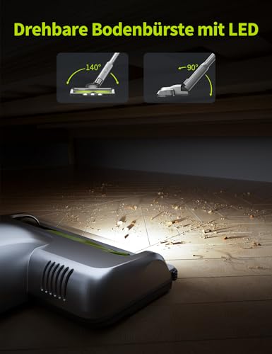 kalado Cordless Vacuum Cleaner, 26Kpa Powerful Stick Vacuum Cleaner, Portable Vacuum Cleaner with LED Display, Rechargeable Vacuum, Self-Standing, Brushless Motor, 6-in-1 Multifunctional Cleaner