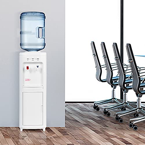 GOFLAME Water Cooler Dispenser Top Loading, Water Dispenser with Hot & Cold Water, Storage Cabinet, Child Safety Lock, Holds 3-5 Gallon Bottles for Home Office Dorm