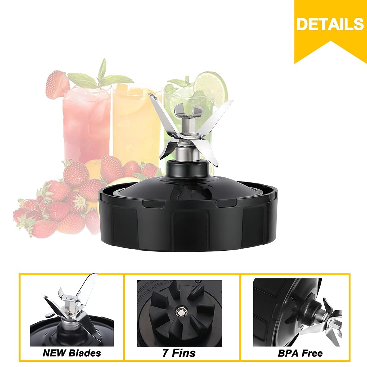 Kalageen Updated 2PCS 7 Fins Blender Blade Compatible with Ninja Blender Blade BL450-30 BL456-30 BL480-30ect. Figure 4 lists more models. Only fit for 18,24,32 oz, No 16oz.