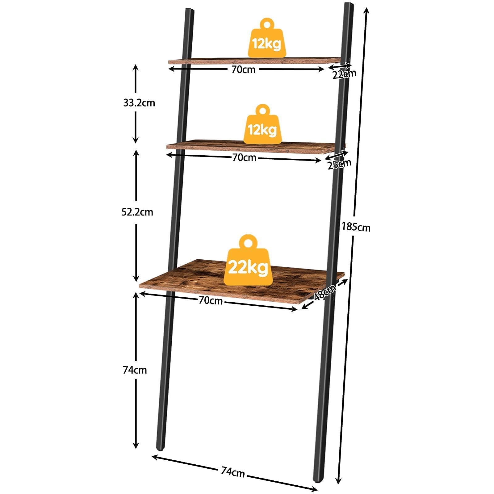 HOOBRO Ladder Computer Desk, Small Home Office Writing Desk with Bookshelf, Industrial Ladder Shelf, Sturdy Metal Frame, Space-Saving Workstation, Easy Assembly, Rustic Brown BF72DN01