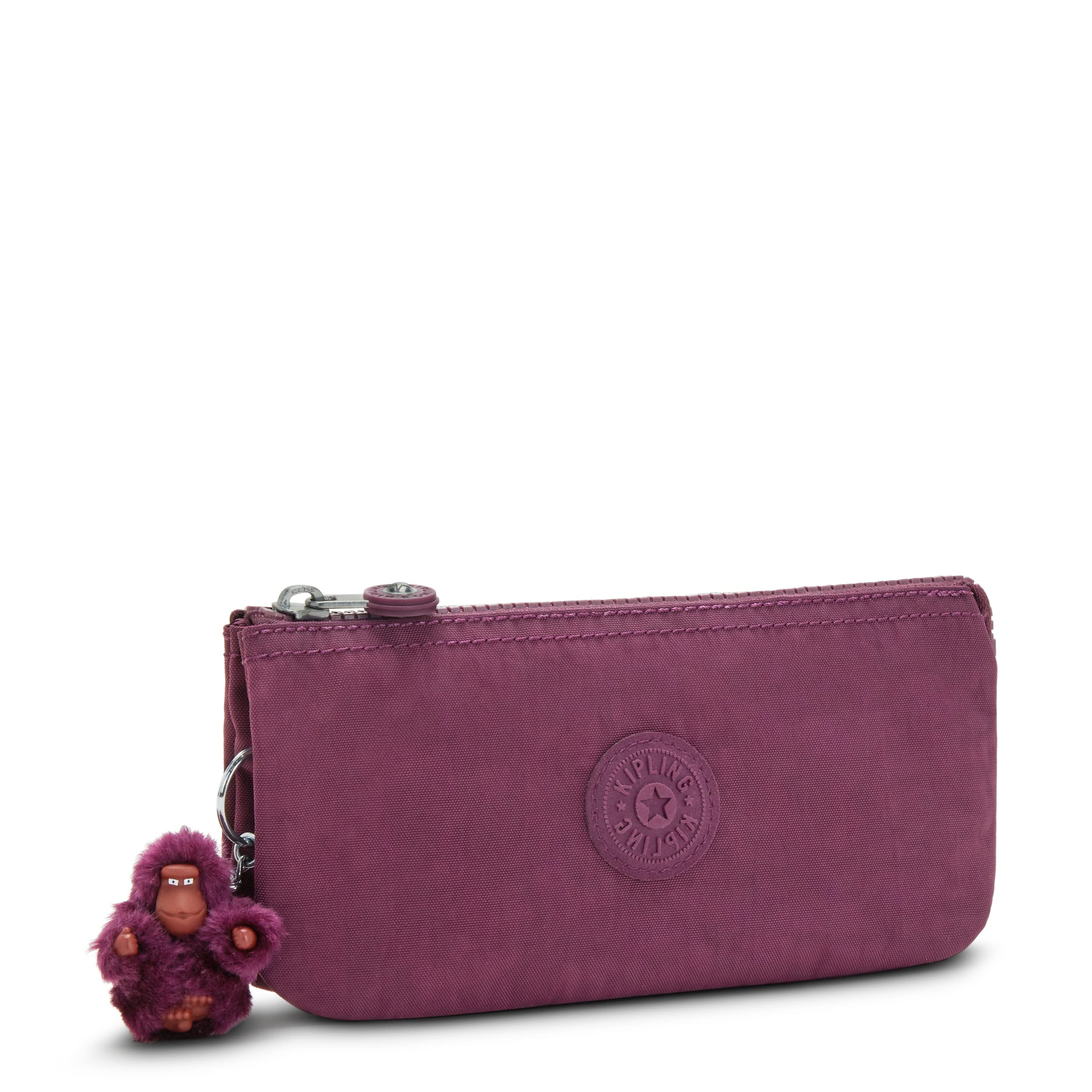 Kipling Womens Women's Barto Pouch, Organize Accessories, Slip Compartments, Zip Closure, Nylon Metallic Pouch, Dark Plum Tonal, 8 L x 4 H 0.75 D US