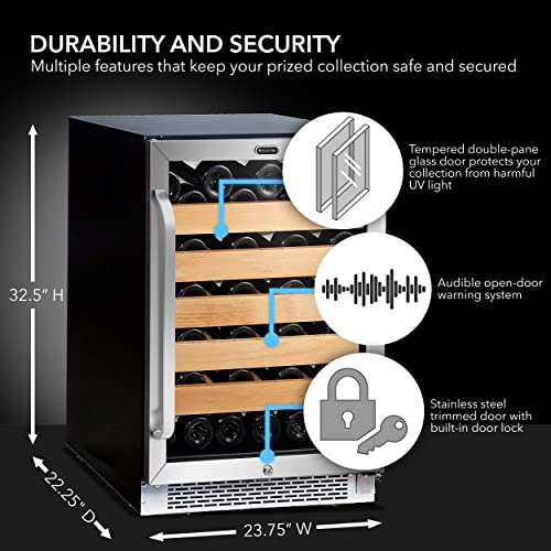 Whynter BWR-541STS 24" Built-in 54 Bottle Wine Refrigerator Cooler, Stainless Steel, One Size, Silver