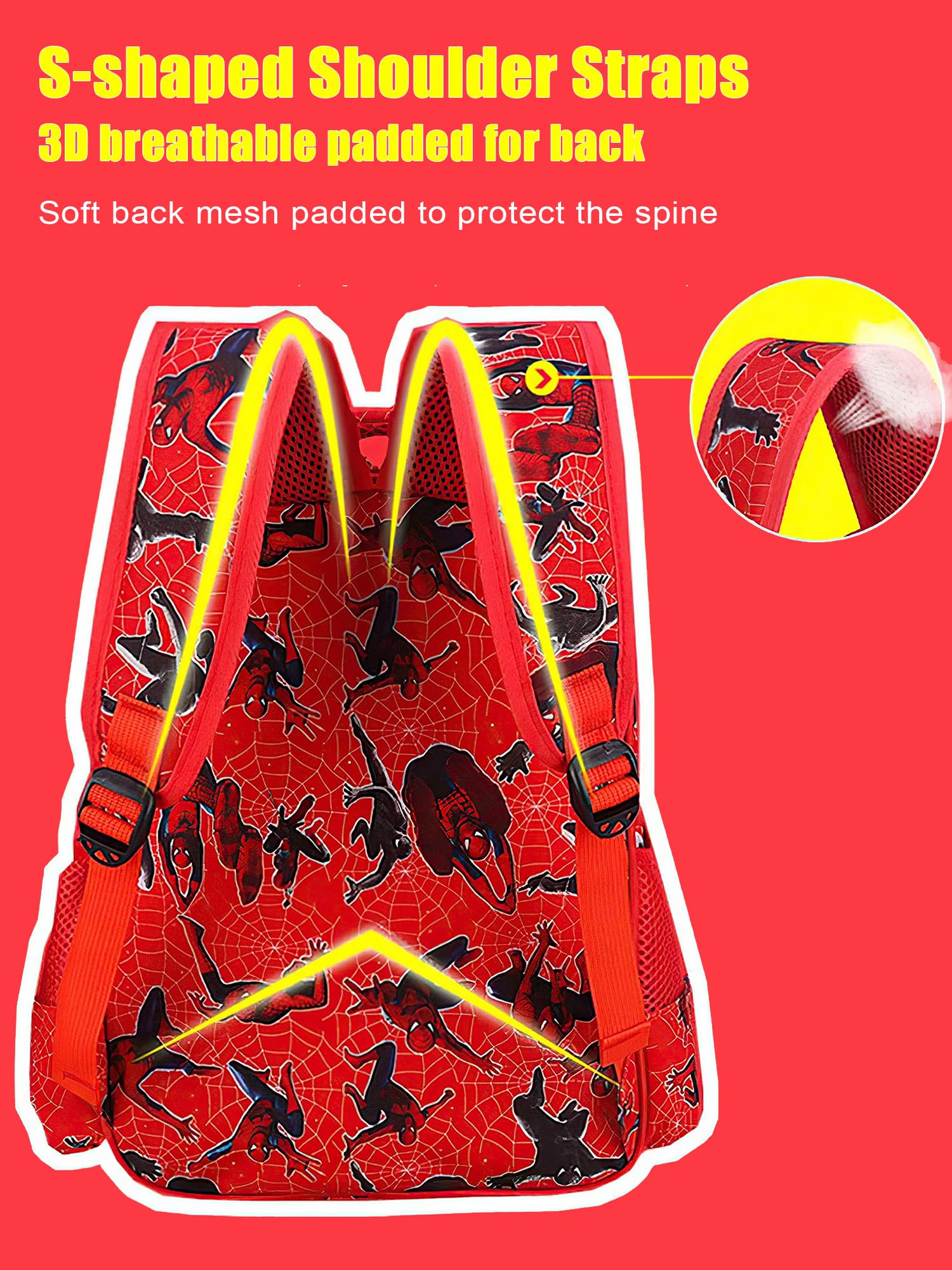 Jim Gin Toddler School Backpack 3D Comic Elementary Student Schoolbag Waterproof Lightweight Kids Bookbags for Boys Girls(Red M)