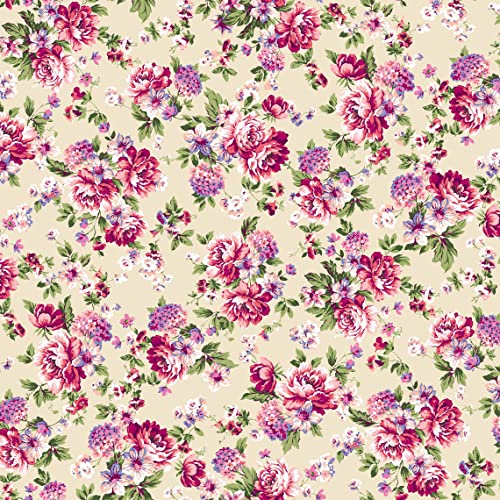 Texco Inc Watercolor Medium Flowers 4 Way Stretch Printed Activewear Sporstwear DTY Fabric DIY Projects, Almond Coral 1 Yard