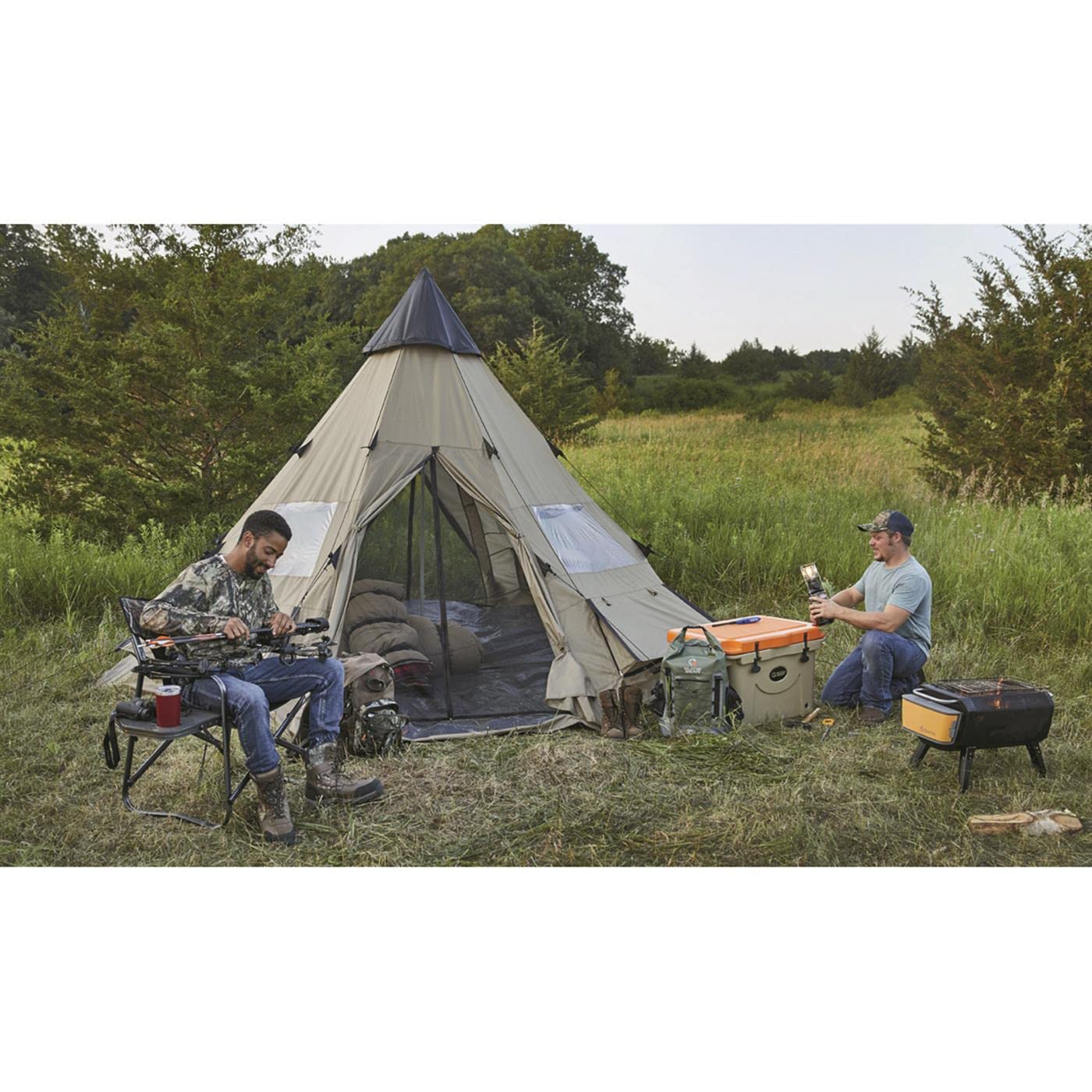 Guide Gear Camping Teepee Tent for Adults, Outdoor, Waterproof, Family, 6 Person, 14' x 14'