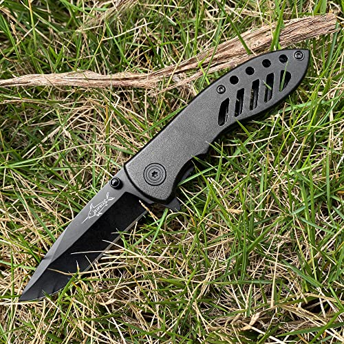 XIPHIAS Practical Folding Pocket Knife with Deep Pocket Clip, Black, XK042, 6.5" Overall(Pocket Knife)