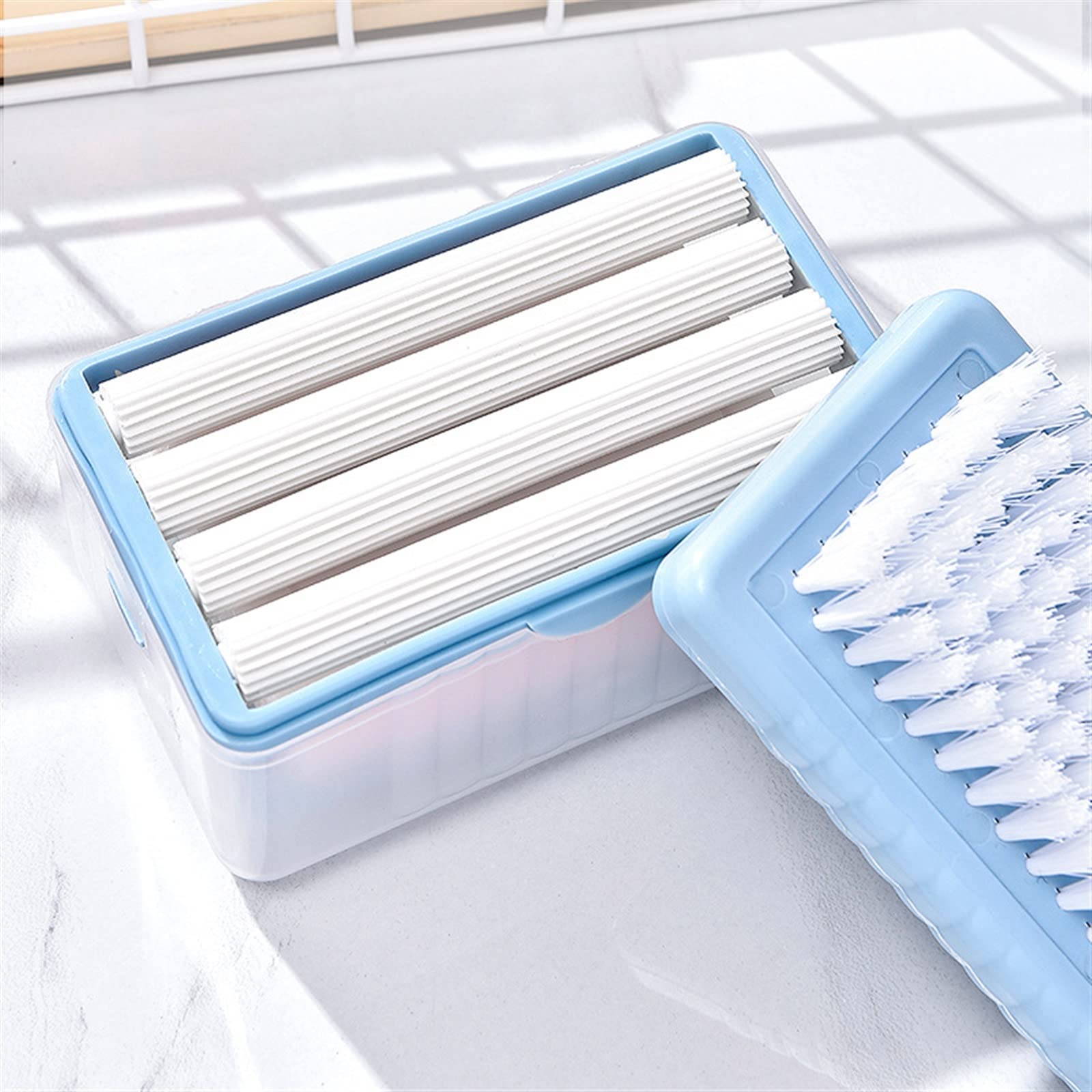 INKSKI Square Soap Travel Case Multifunctional Soap Foaming Box Hands-Free Toilet Roller Soap Box with Laundry Brush (Color : Green)